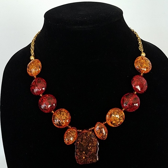 Jewelry | Chunky Amber Bead Choker Necklace | Poshmark